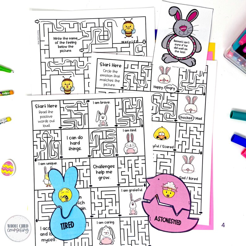 Easter Feelings Mazes, Printable Self Esteem Activity for Kids ...