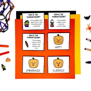 Halloween Naming Feelings Dough and Drawing Emotions Mats for Social ...
