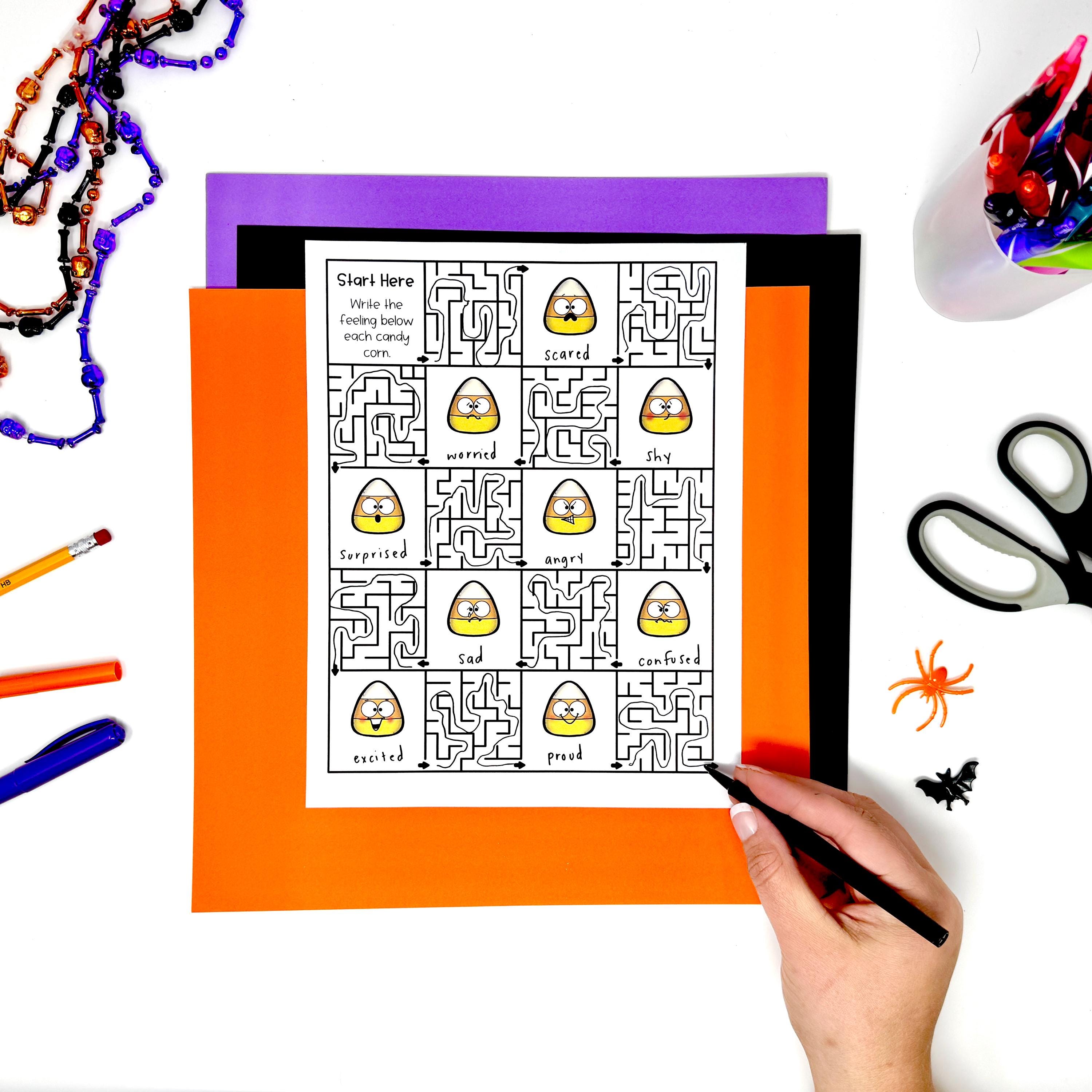 Halloween SEL Mazes: Self Esteem Worksheets & Affirmations for Kids ...