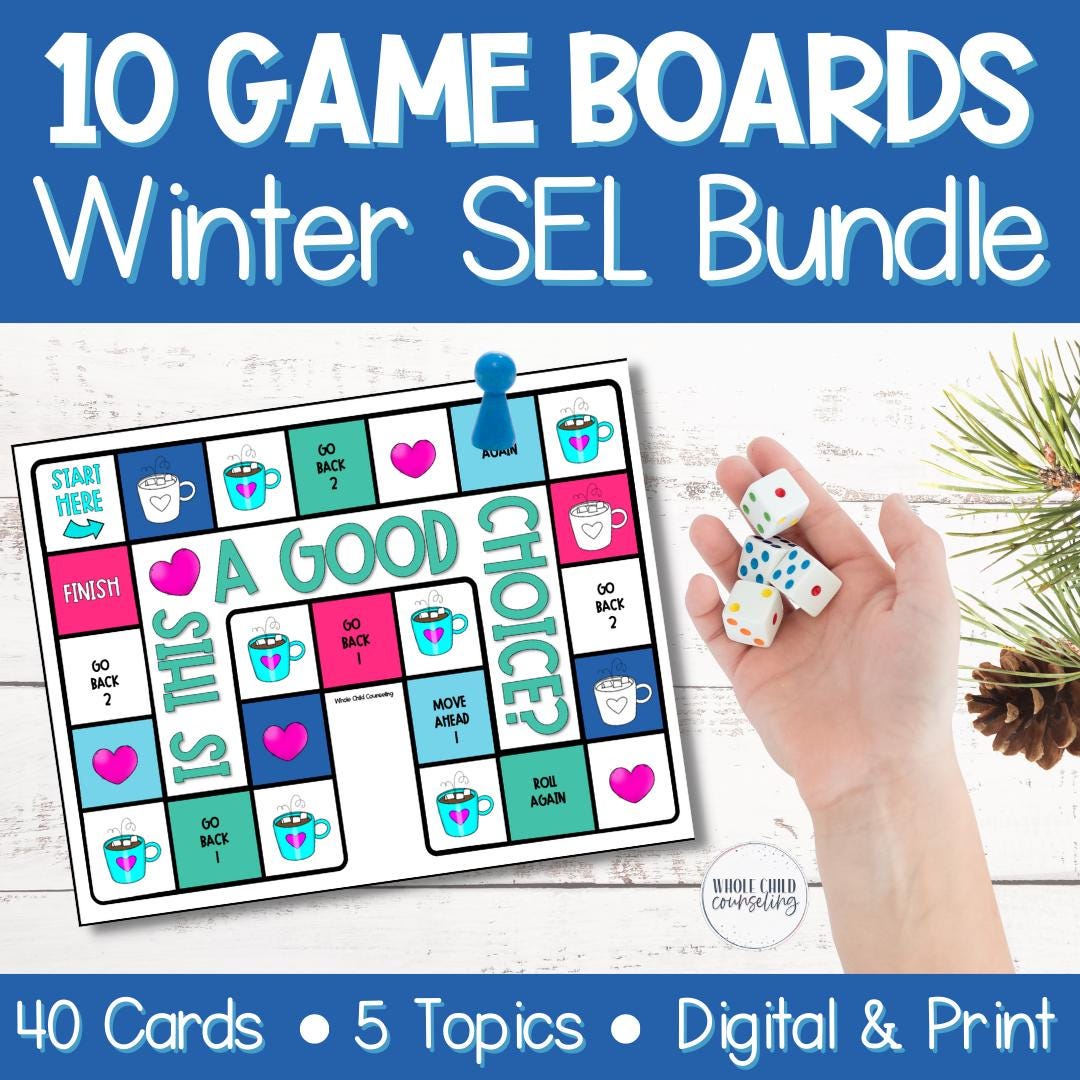 Winter SEL Therapy Board Games, Winter Social Emotional Learning Game ...