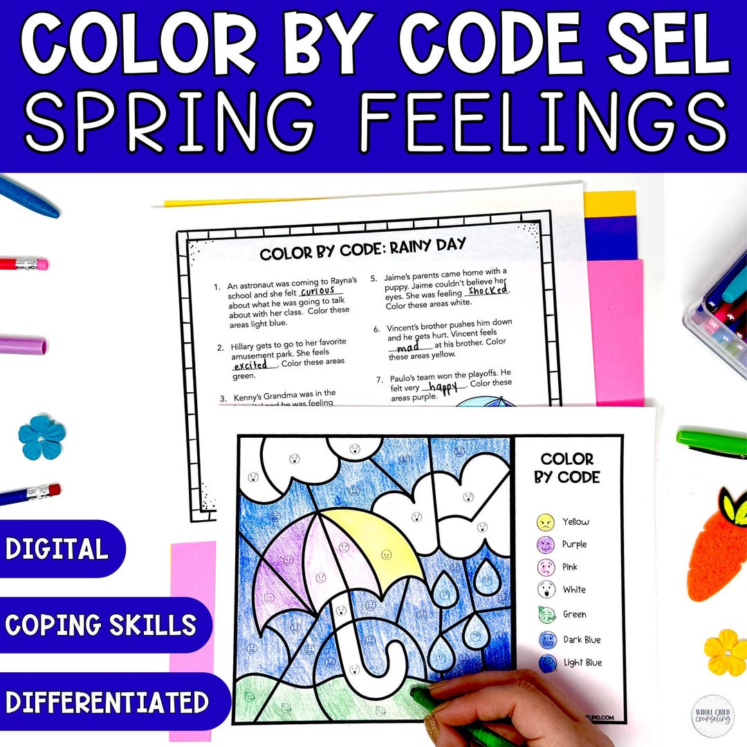 Spring Rainy Day Coloring, Social Emotional Learning Regulation Tools ...