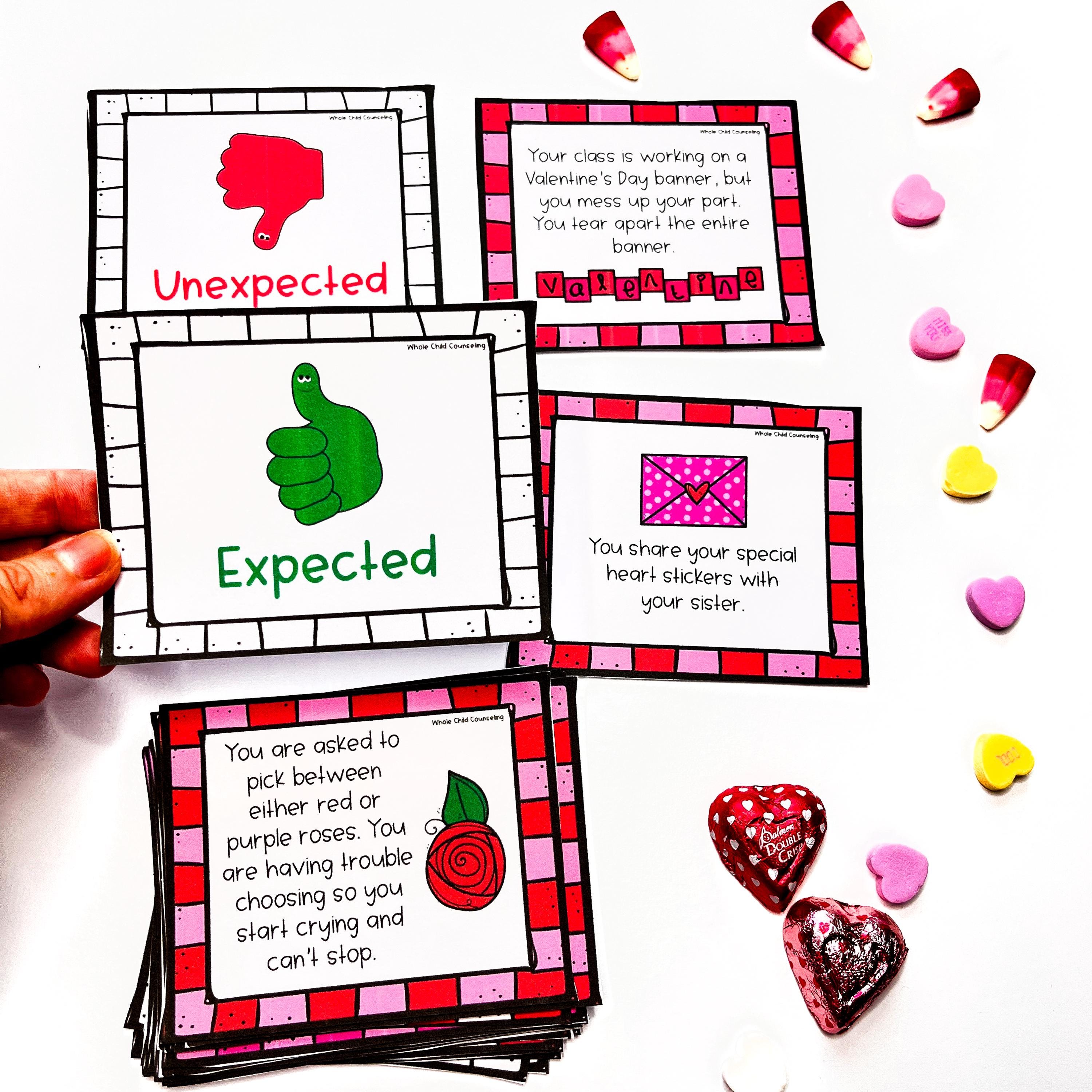 Valentine's Day Counseling Game, Expected Vs Unexpected Behavior Game ...