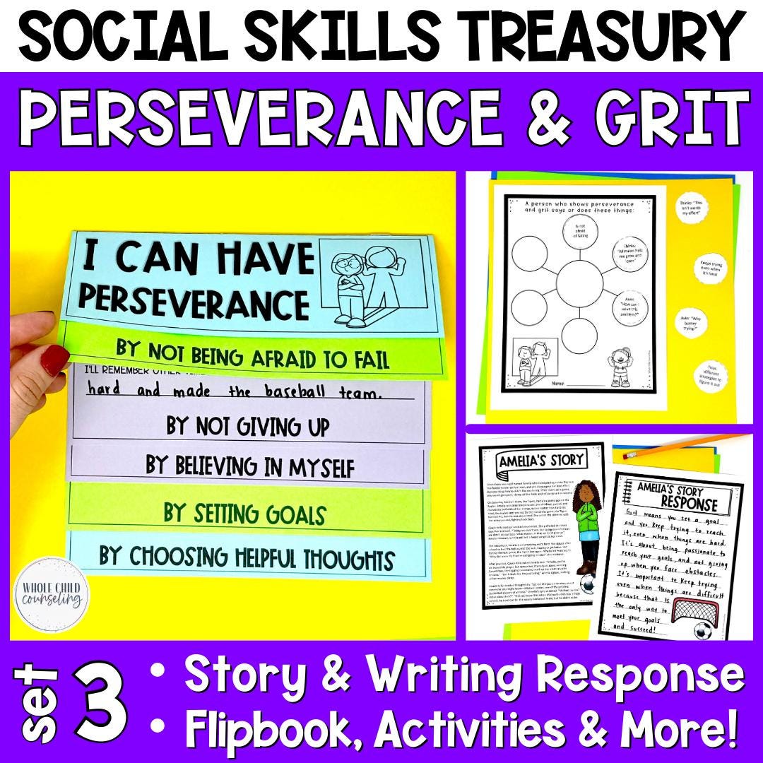 Perseverance Activity for Kids, Social Skills Grit Lesson, Psychology ...