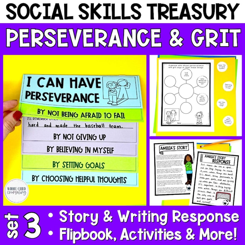 Perseverance & Grit Activity Kit: Social Skills Lesson (digital ...