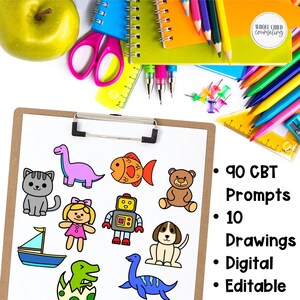 CBT Worksheets Guided & Directed Drawing Bundle, Counseling Tool, Art ...