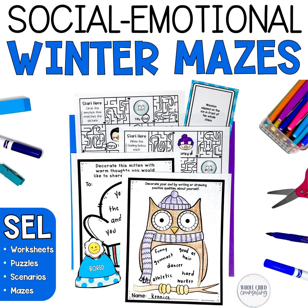 Winter Feelings Mazes for Kids, Printable Self Esteem Games for Kids ...