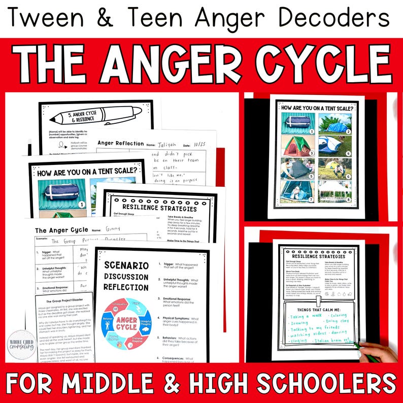 Teen and Tween Anger Management Activity: the Anger Cycle Worksheets ...