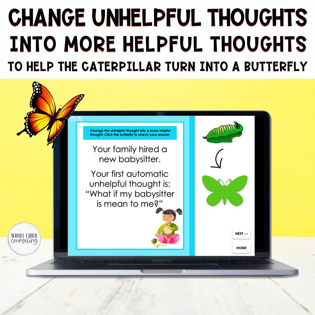 Changing Unhelpful Thoughts CBT Game, Social Emotional Learning, Print ...