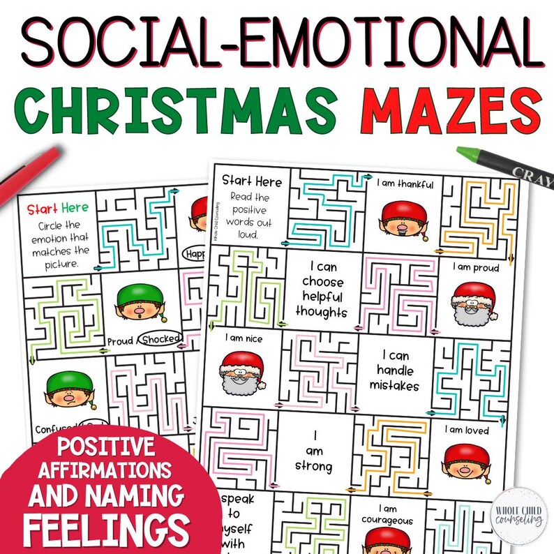 Christmas Mazes for Kids, Printable Self Esteem Games for Kids ...