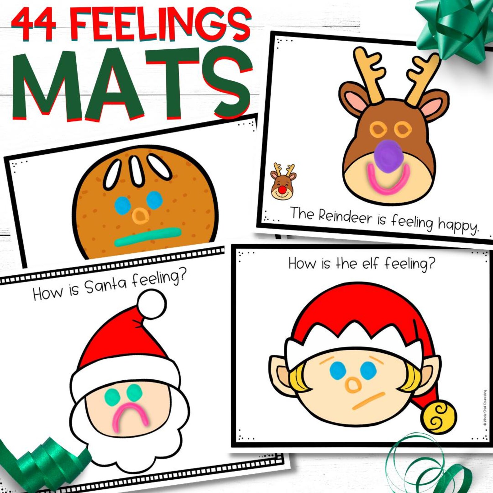 Christmas Feelings Dough and Drawing Emotions Mats for Social Emotional ...