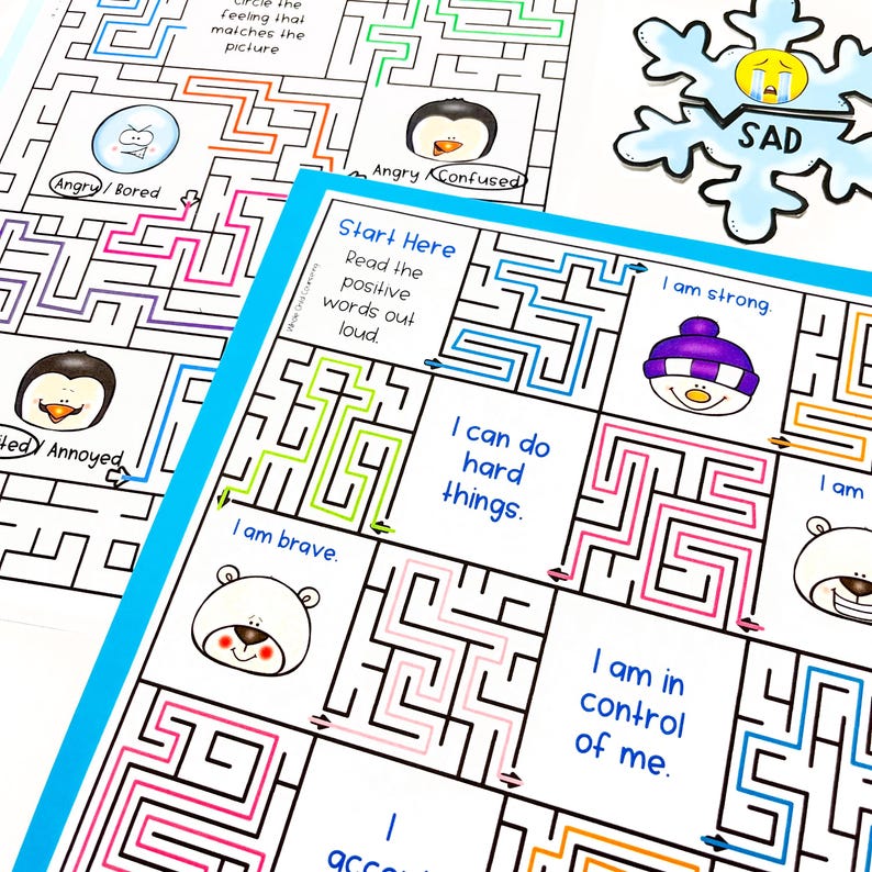 Winter Feelings Mazes for Kids, Printable Self Esteem Games for Kids ...