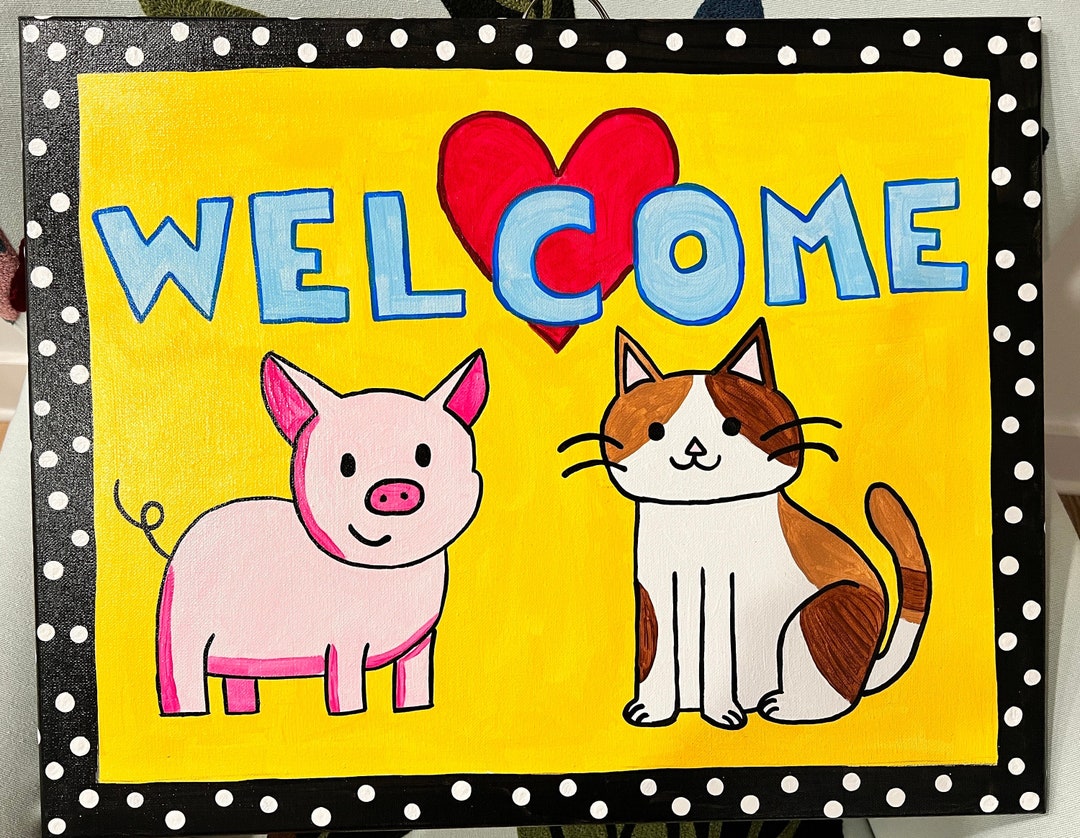Custom Painted Canvas Welcome Sign, Personalized Sign, Custom Welcome ...