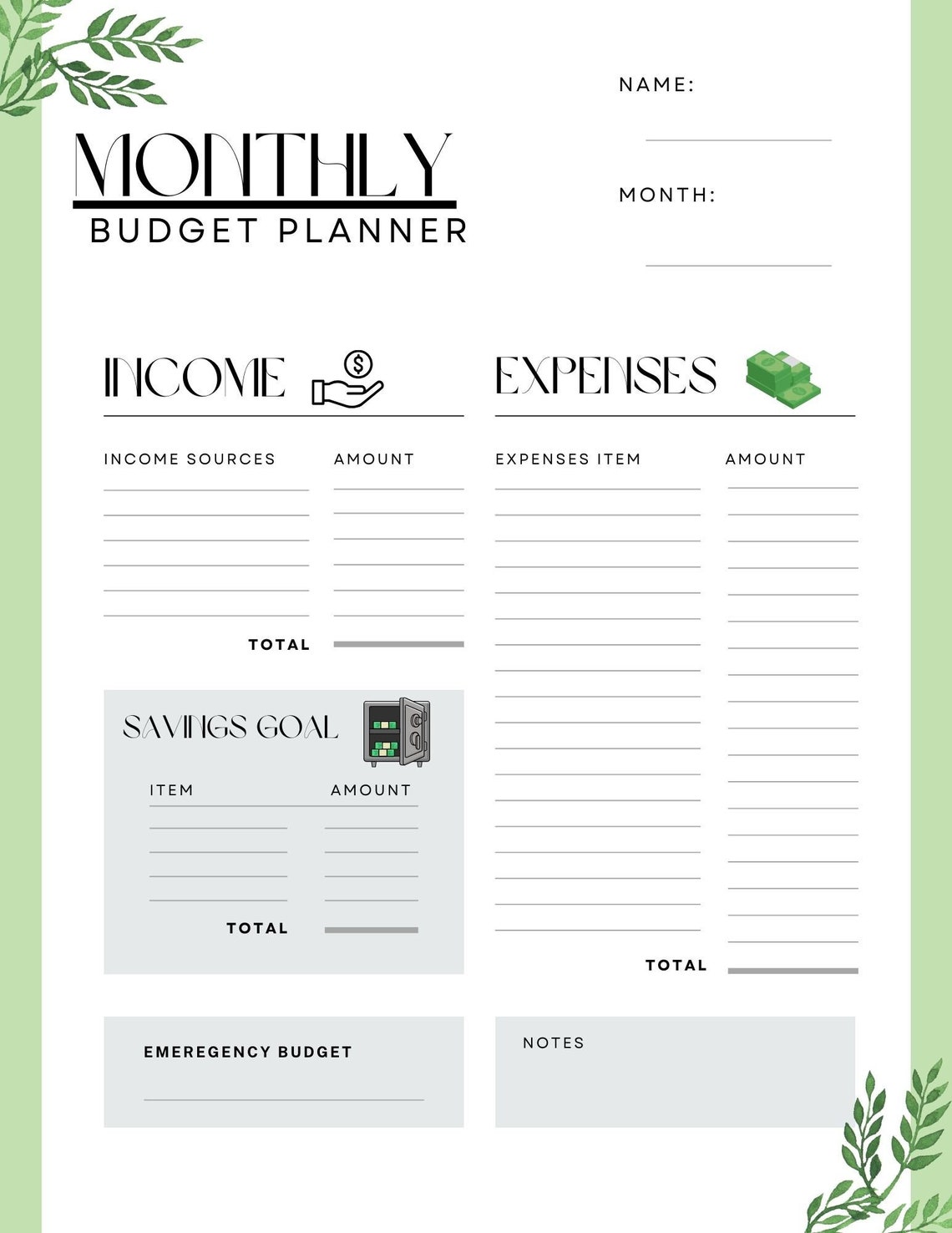 Monthly Budget Planner Editable Canva Template; Monthly Planner ...