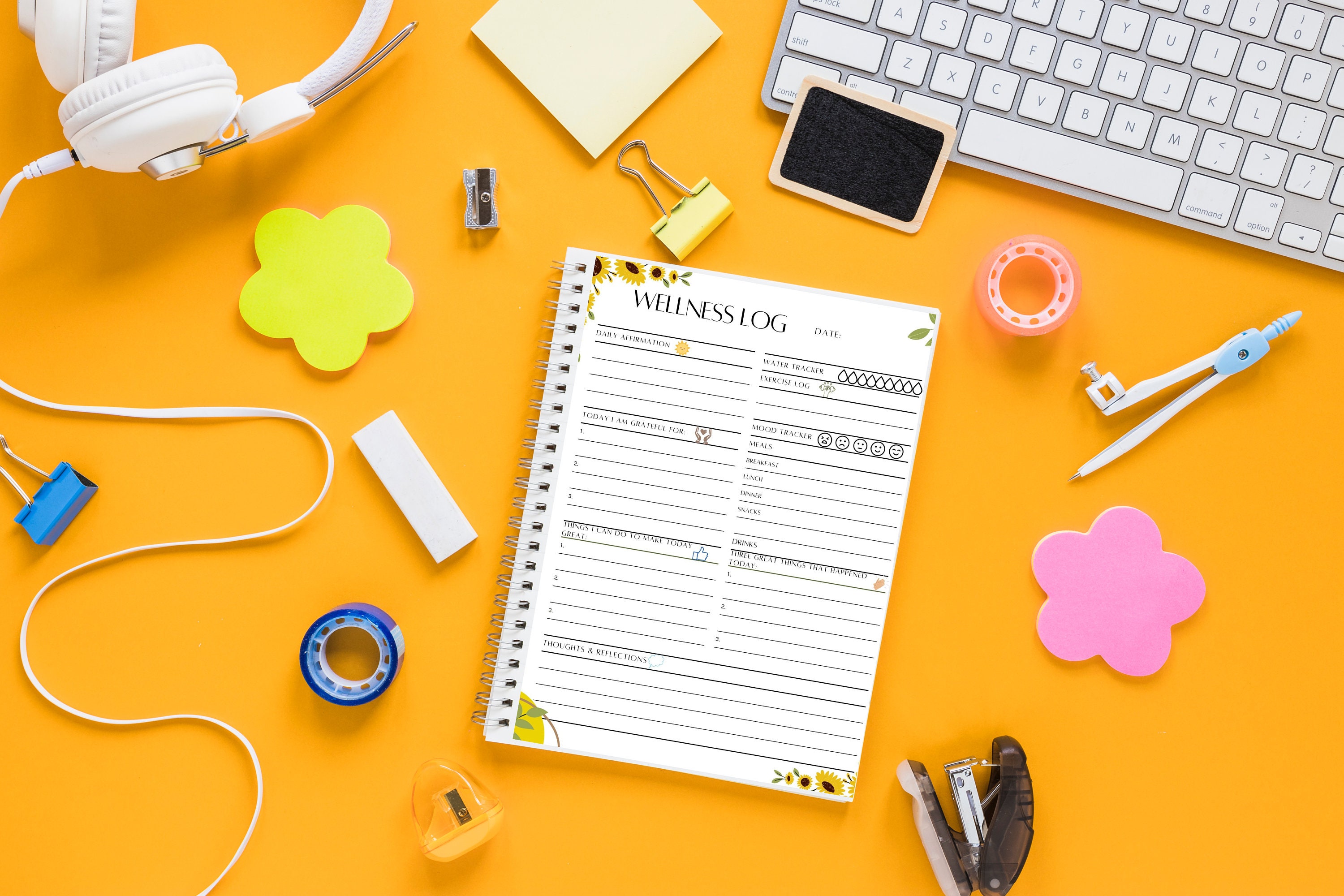 Wellness Log Editable Canva Template; Wellness Worksheet, Digital ...