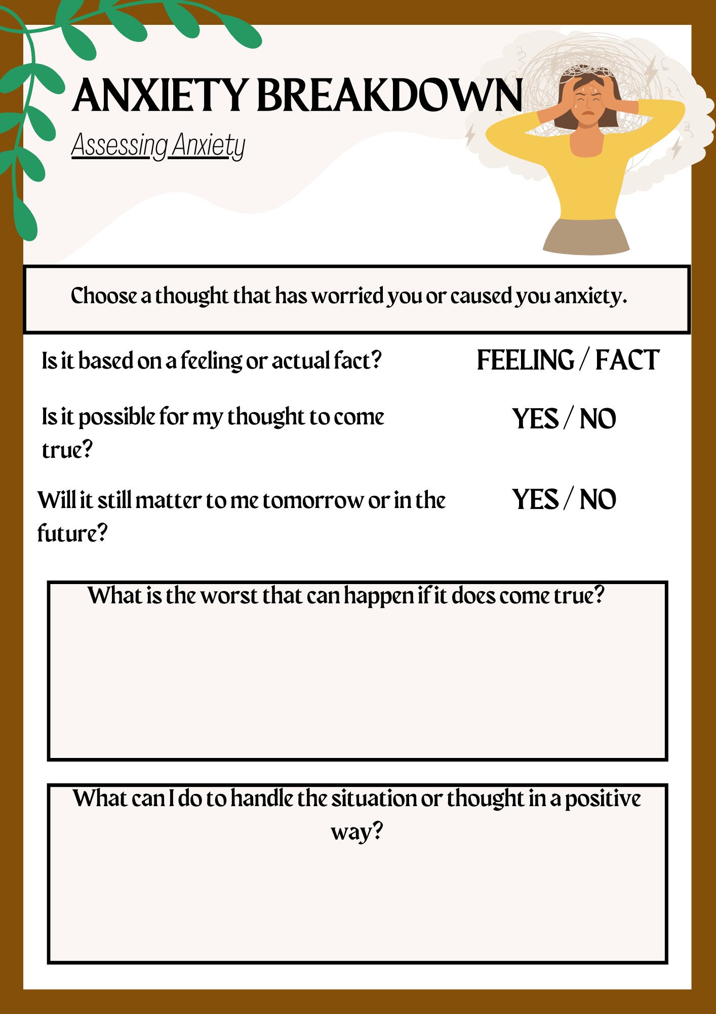 Anxiety Template Bundle Editable Canva Templates Anxiety Worksheets ...