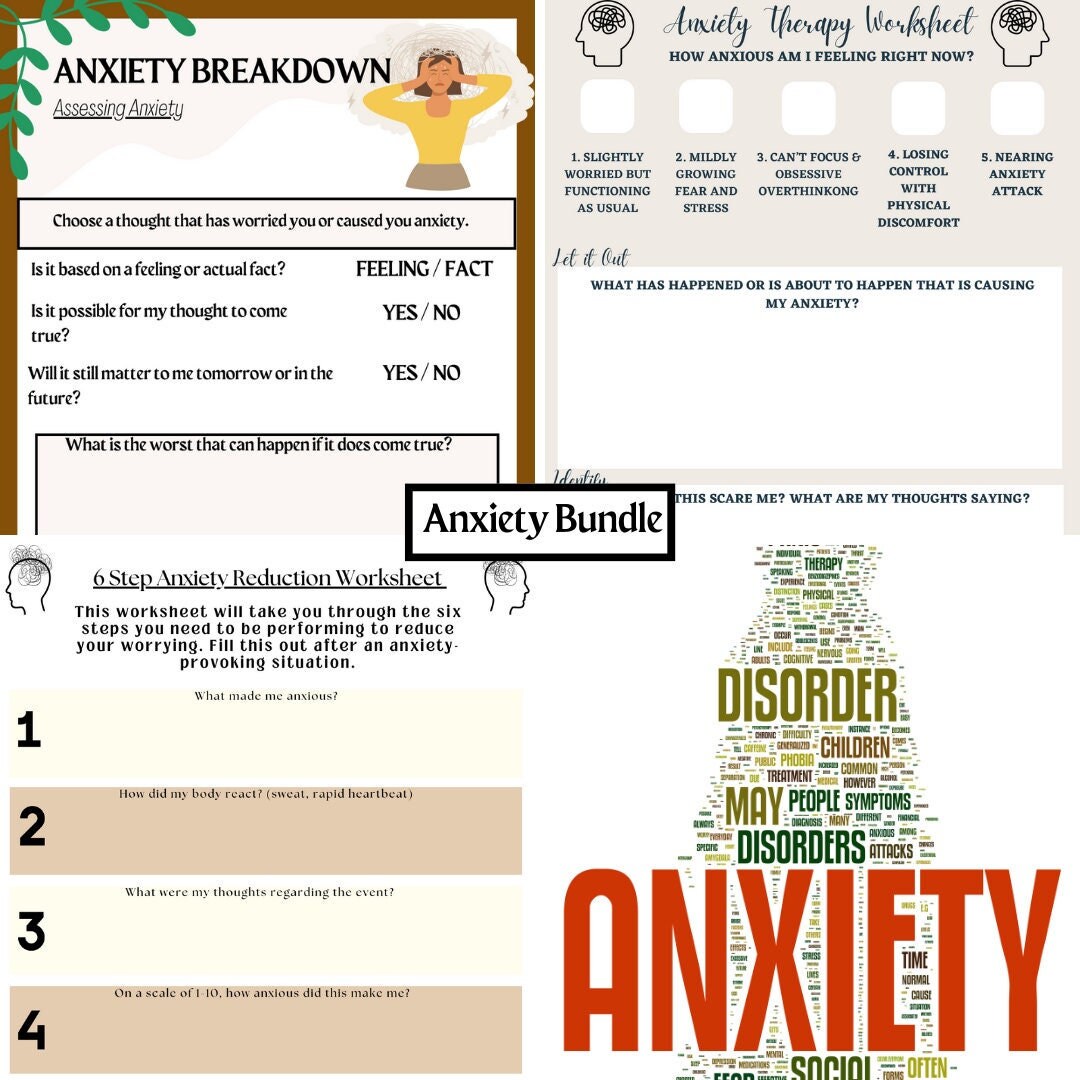 Anxiety Template Bundle Editable Canva Templates Anxiety Worksheets ...