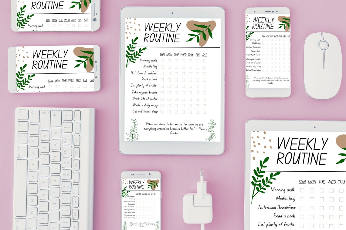 Weekly Routine Editable Canva Template; Digital Weekly Planner ...
