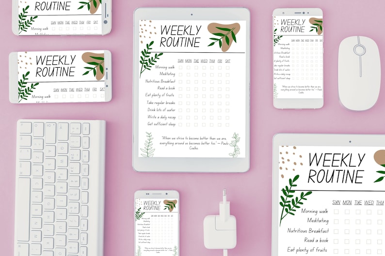 Weekly Routine Editable Canva Template; Digital Weekly Planner ...