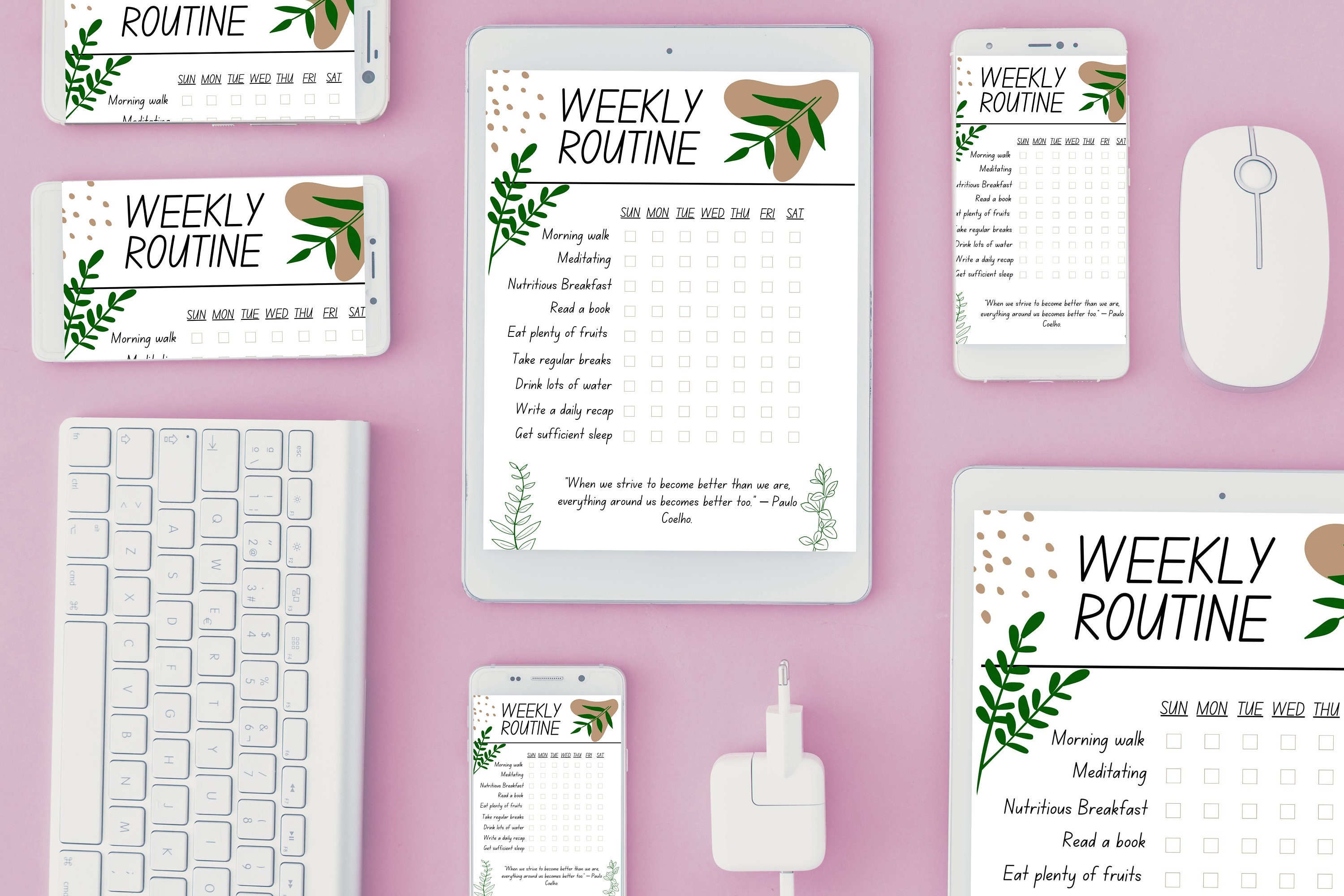 Weekly Routine Editable Canva Template Digital Weekly Planner Wellness ...