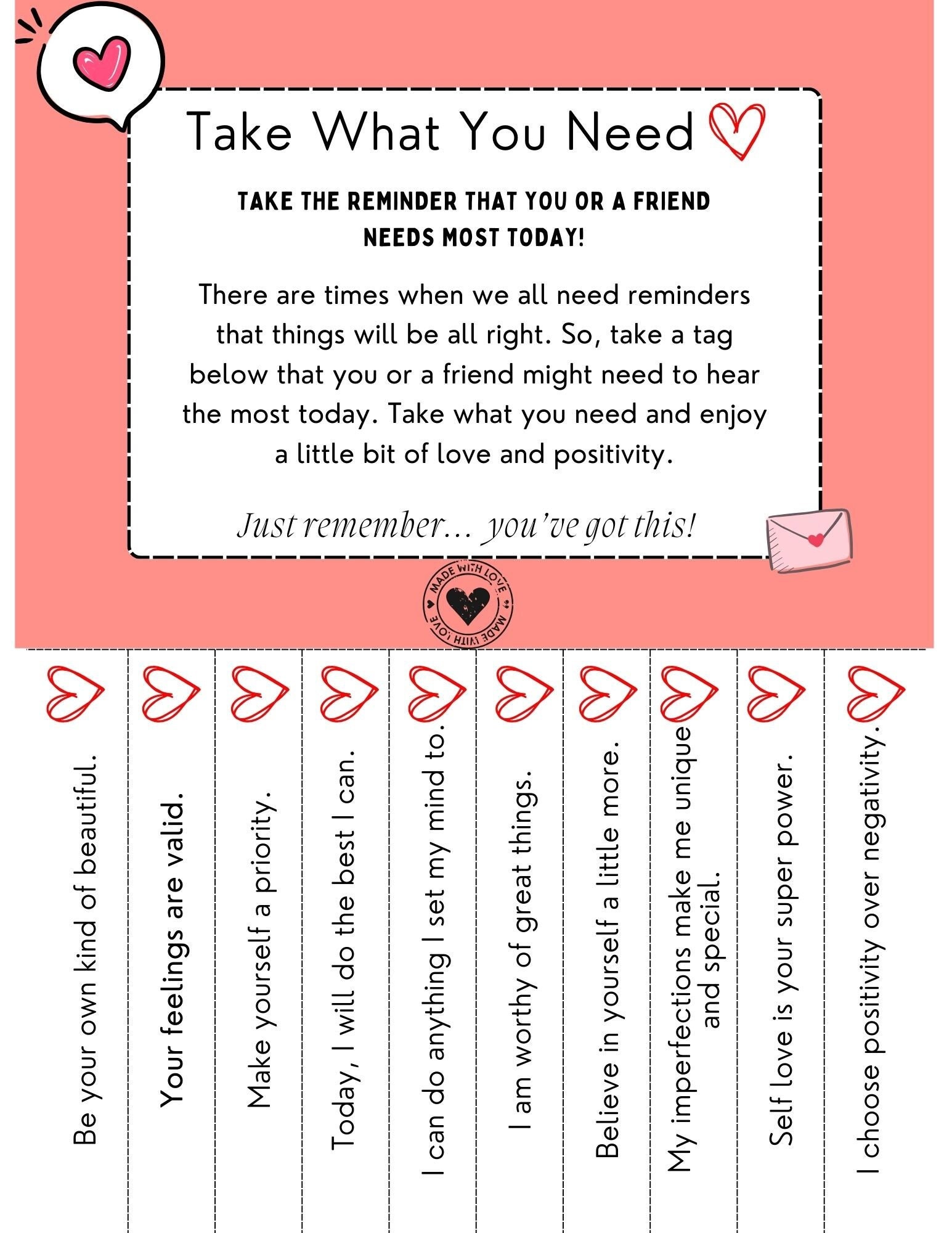 An Editable Take What You Need Flyer; Positive Affirmation Flyer ...