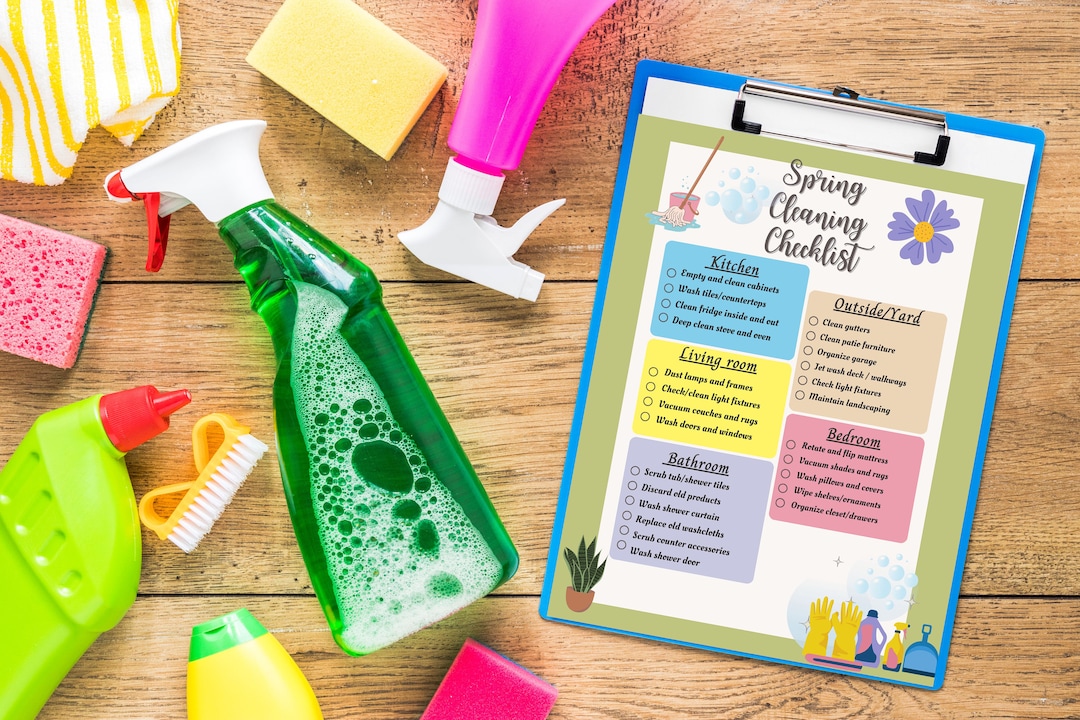Editable Canva Spring Cleaning Checklist; Spring Cleaning; Cleaning ...