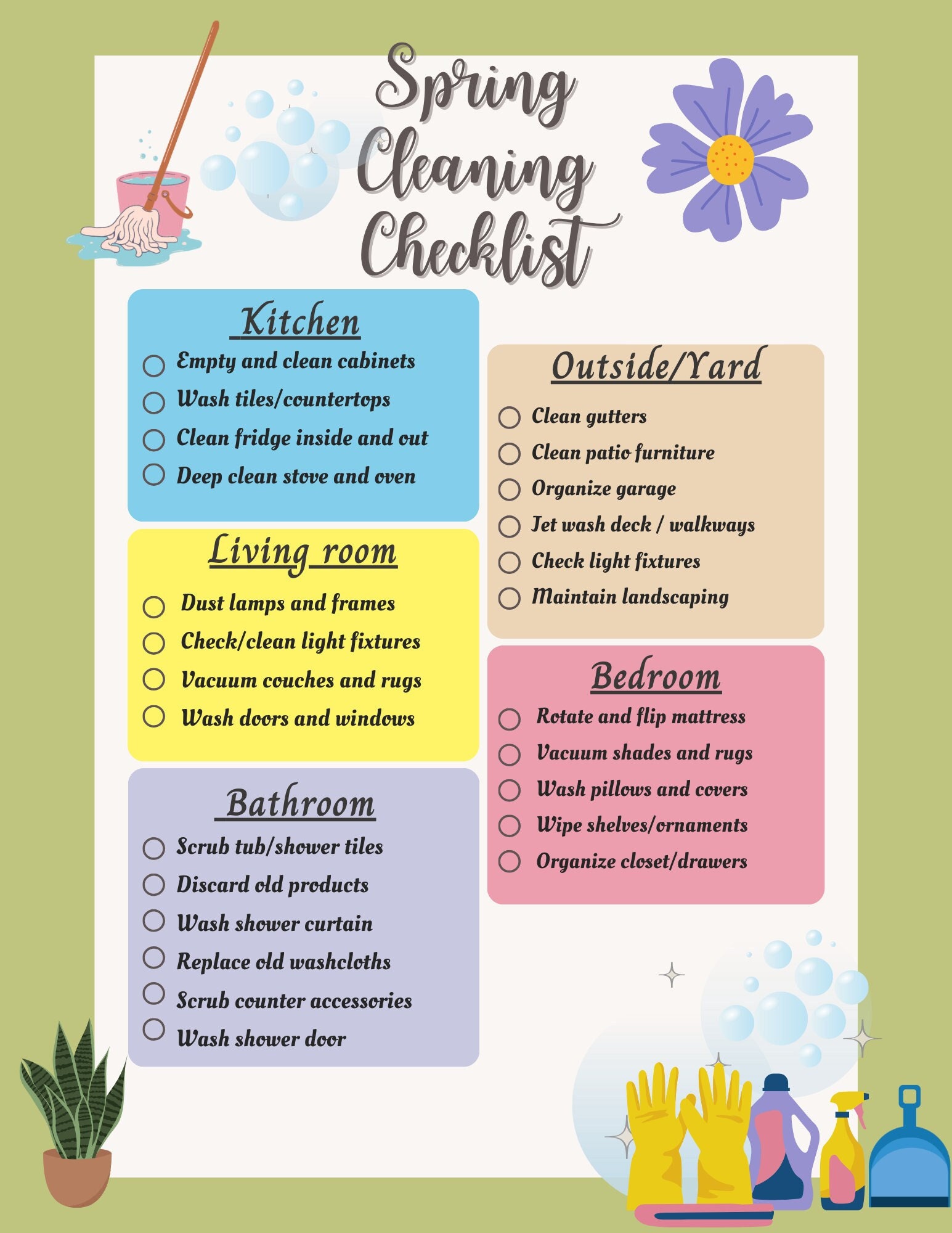 Editable Canva Spring Cleaning Checklist Spring Cleaning Cleaning ...