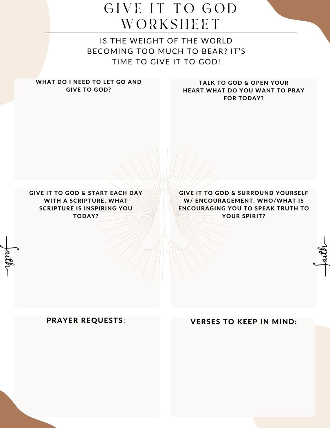 Give It to God Editable Canva Template Worksheet; Prayer Worksheet ...
