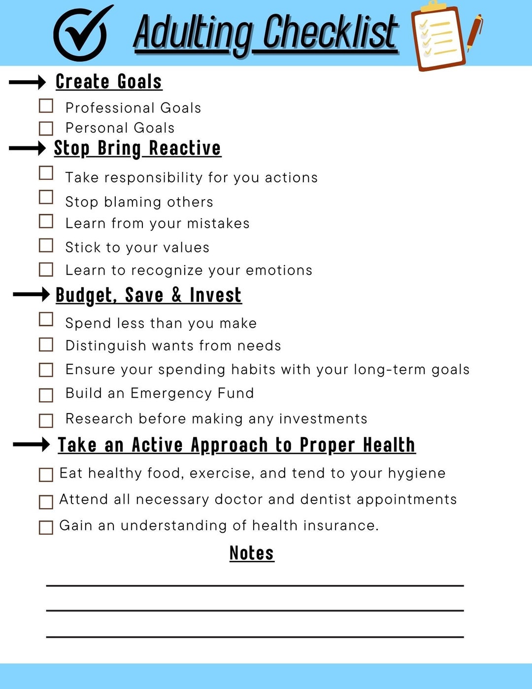 Adulting Checklist Editable Canva Template Digital Adulting Checklist Template Adulting Planner ...