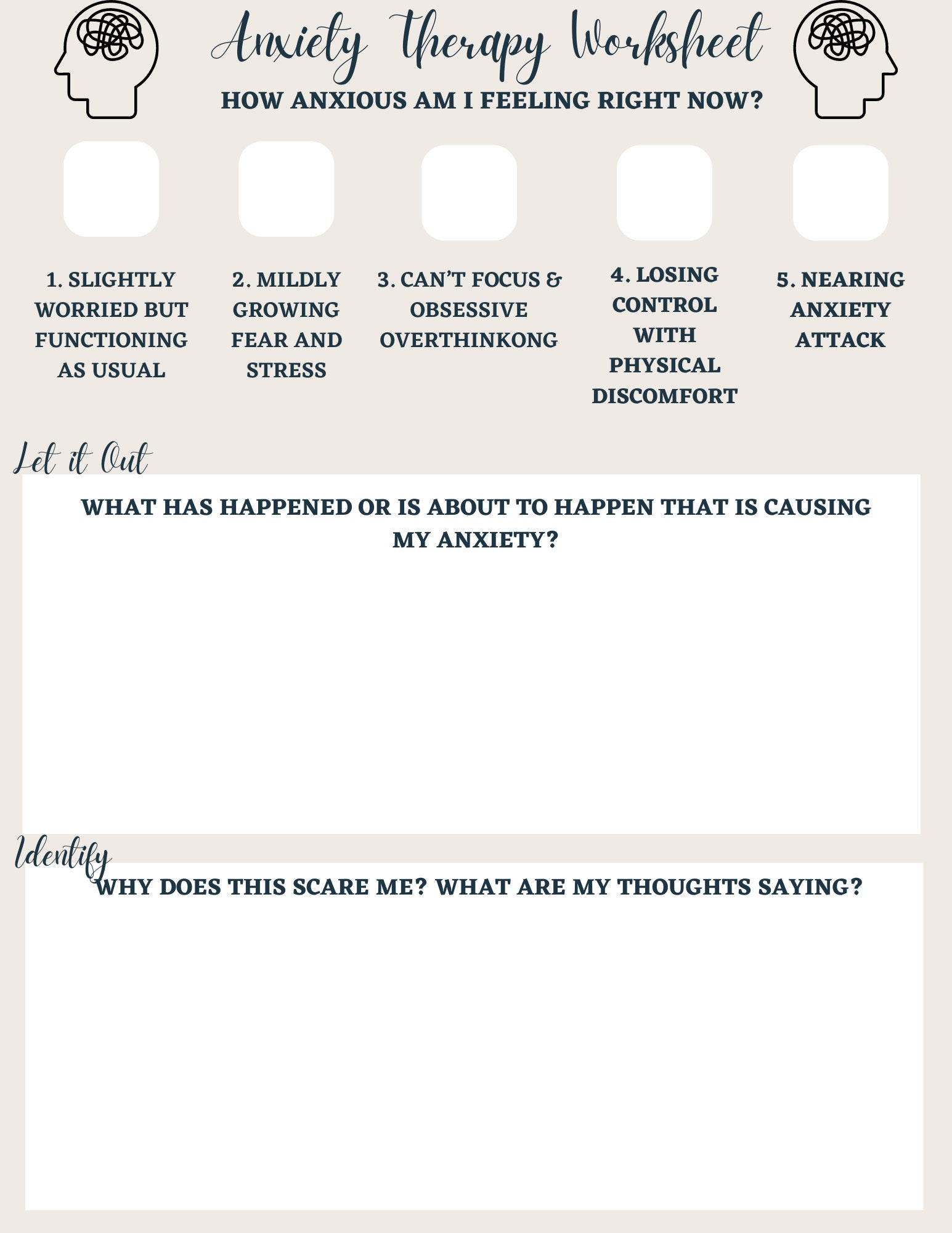 Anxiety Template Bundle; Editable Canva Templates; Anxiety Worksheets ...