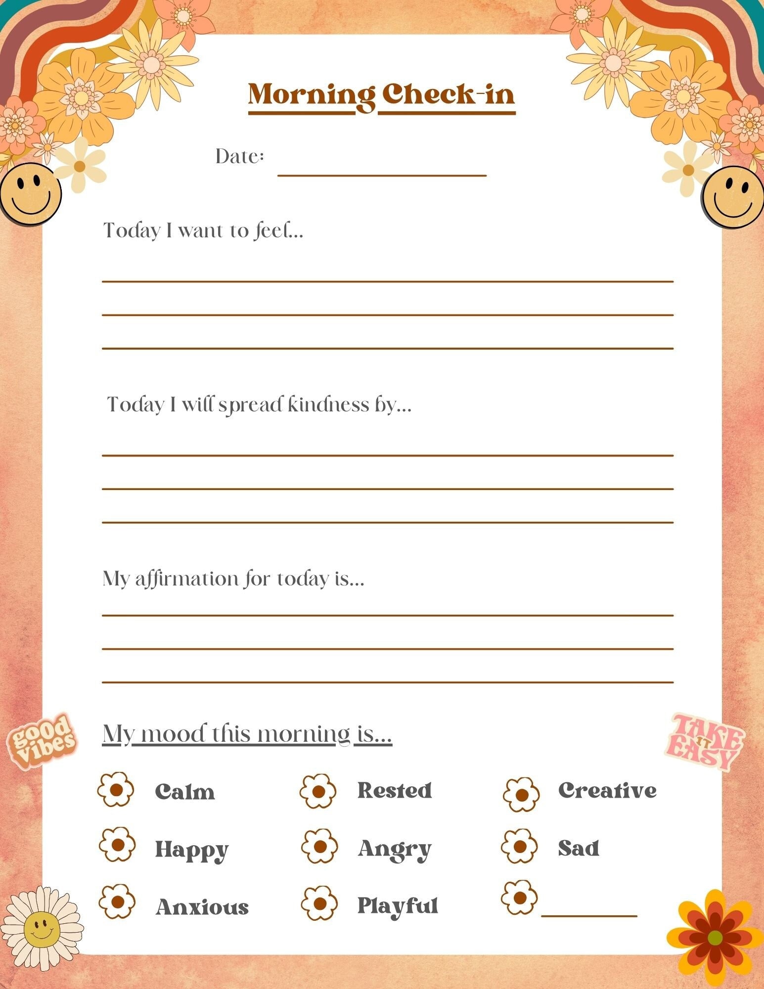 Morning Check-in Editable Canva Template Morning Routine Morning ...