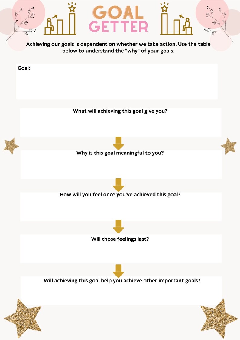 Goal Getter Editable Canva Template Worksheets; Goals Worksheet; Goal ...