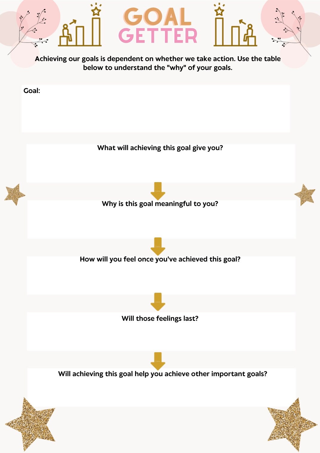 Goal Getter Editable Canva Template Worksheets; Goals Worksheet; Goal ...