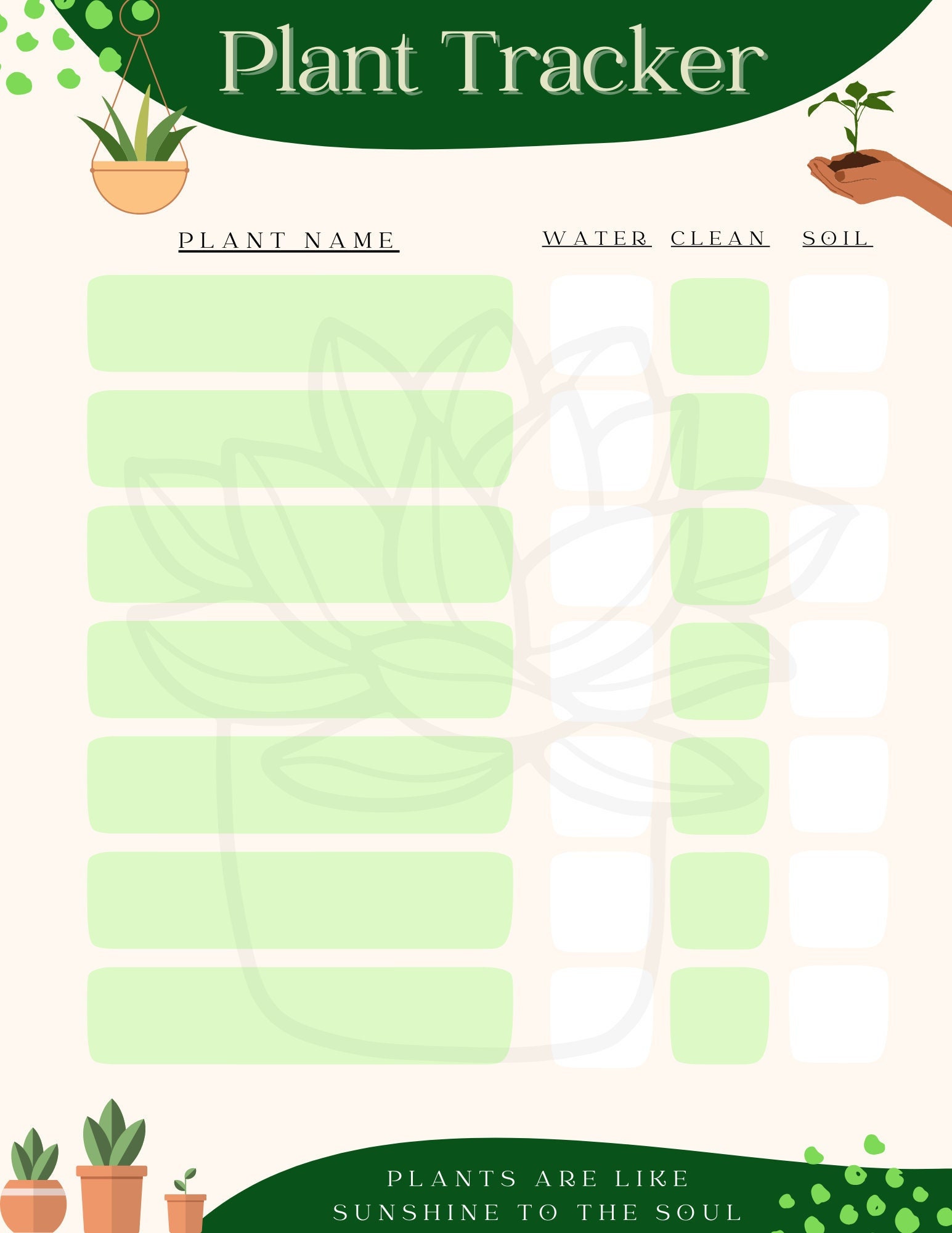 Plant Tracker; Plant Care; Editable Canva Plant Tracker Template; Plant ...