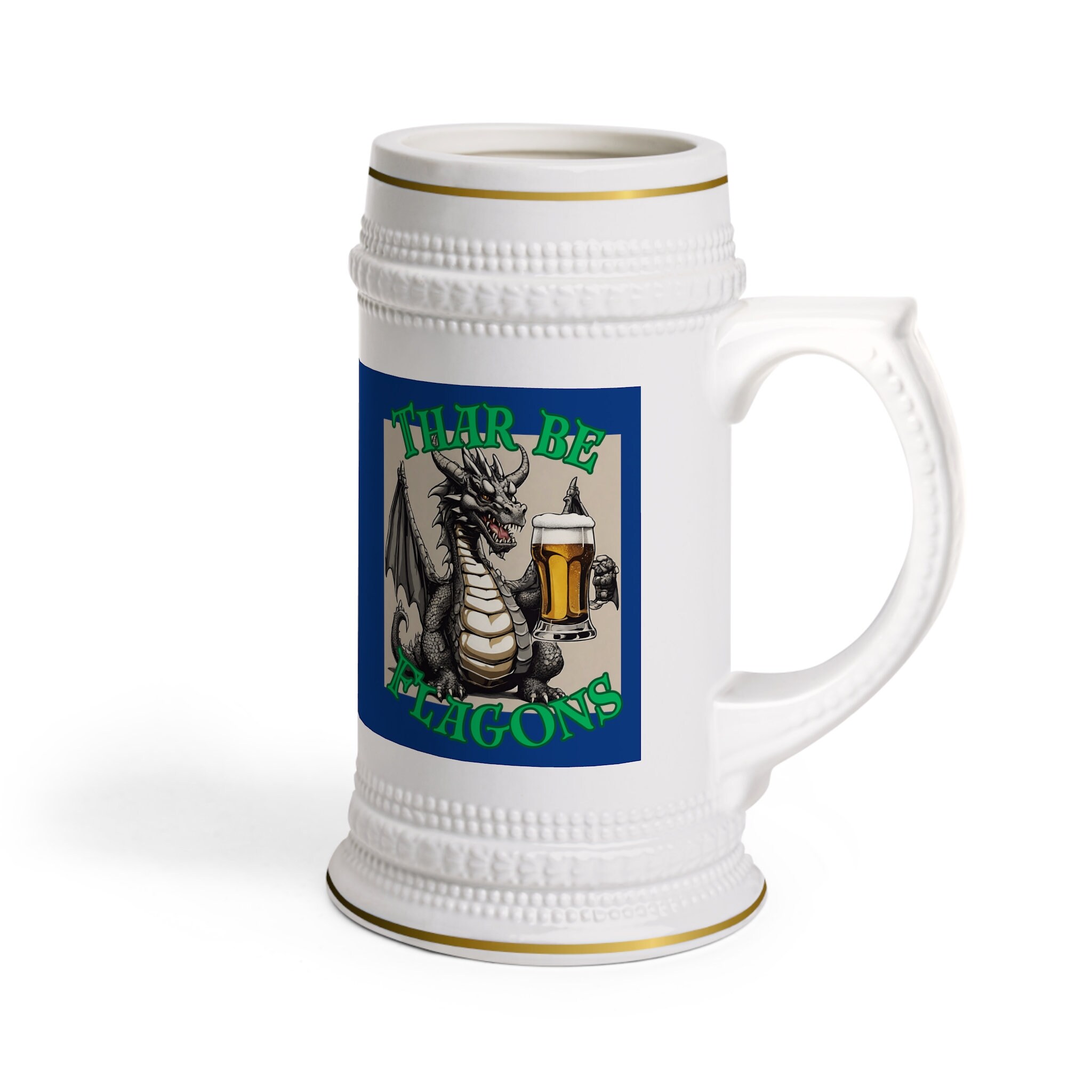 Beer Stein Mug, Thar Be Dragons, Dragon Mug, Beer Stein, Beer Mug, Beer ...