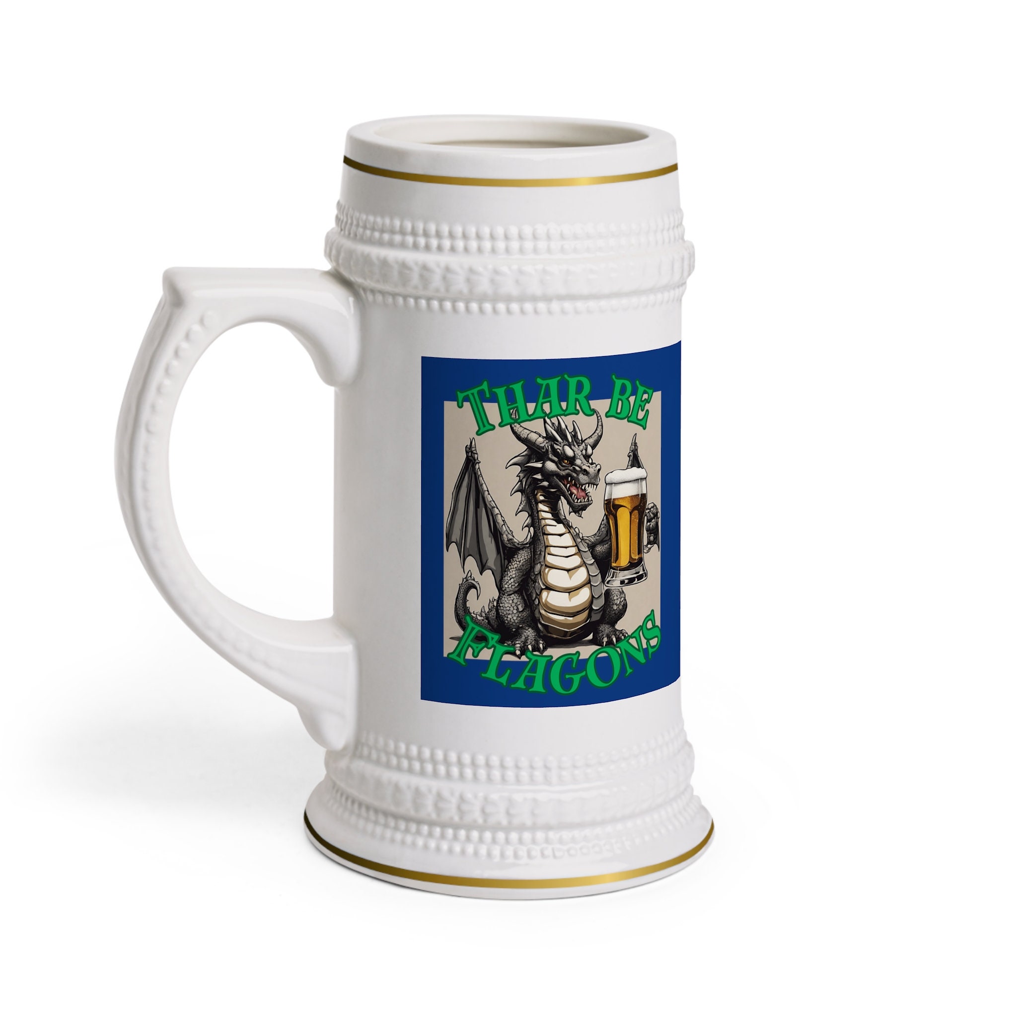 Beer Stein Mug, Thar Be Dragons, Dragon Mug, Beer Stein, Beer Mug, Beer ...