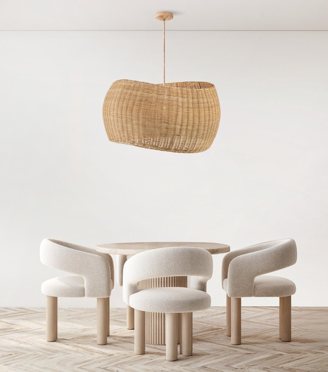 Modern Angelica Rattan Pendant Light: Organic Bohemian Farmhouse ...
