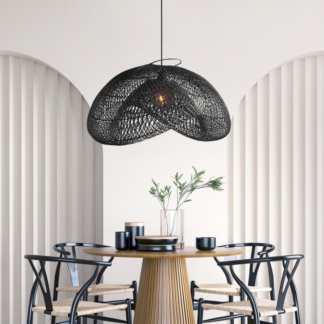 Totora Rattan Pendant Light - Bamboo Pendant Light, Boho Lamp, Rattan ...