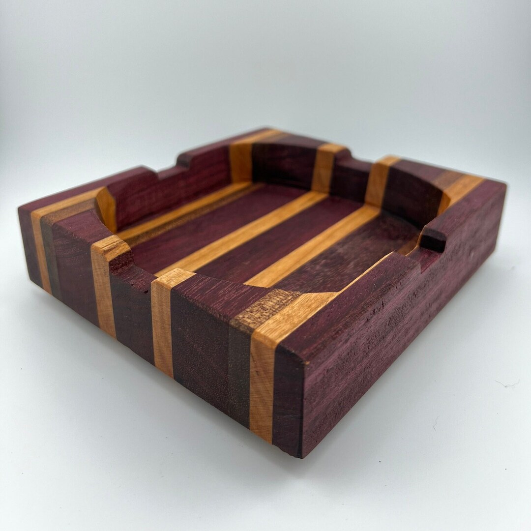 Handmade Wood Cigar Ashtray Walnut, Cherry, Purpleheart Wood, Perfect ...