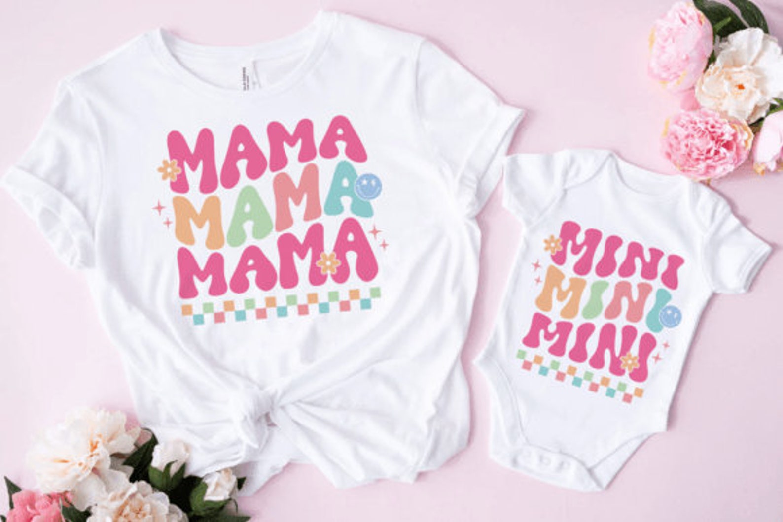 Mama and Mini,mommy and Me Tshirts, Retro Mama & Mini Outfits, New Mom ...