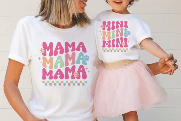 Mama and Mini,mommy and Me Tshirts, Retro Mama & Mini Outfits, New Mom ...