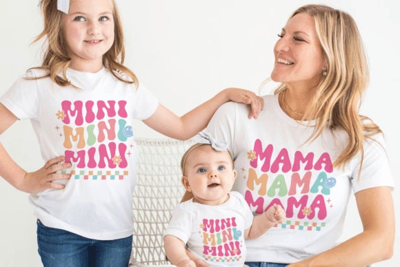 Mama and Mini,mommy and Me Tshirts, Retro Mama & Mini Outfits, New Mom ...