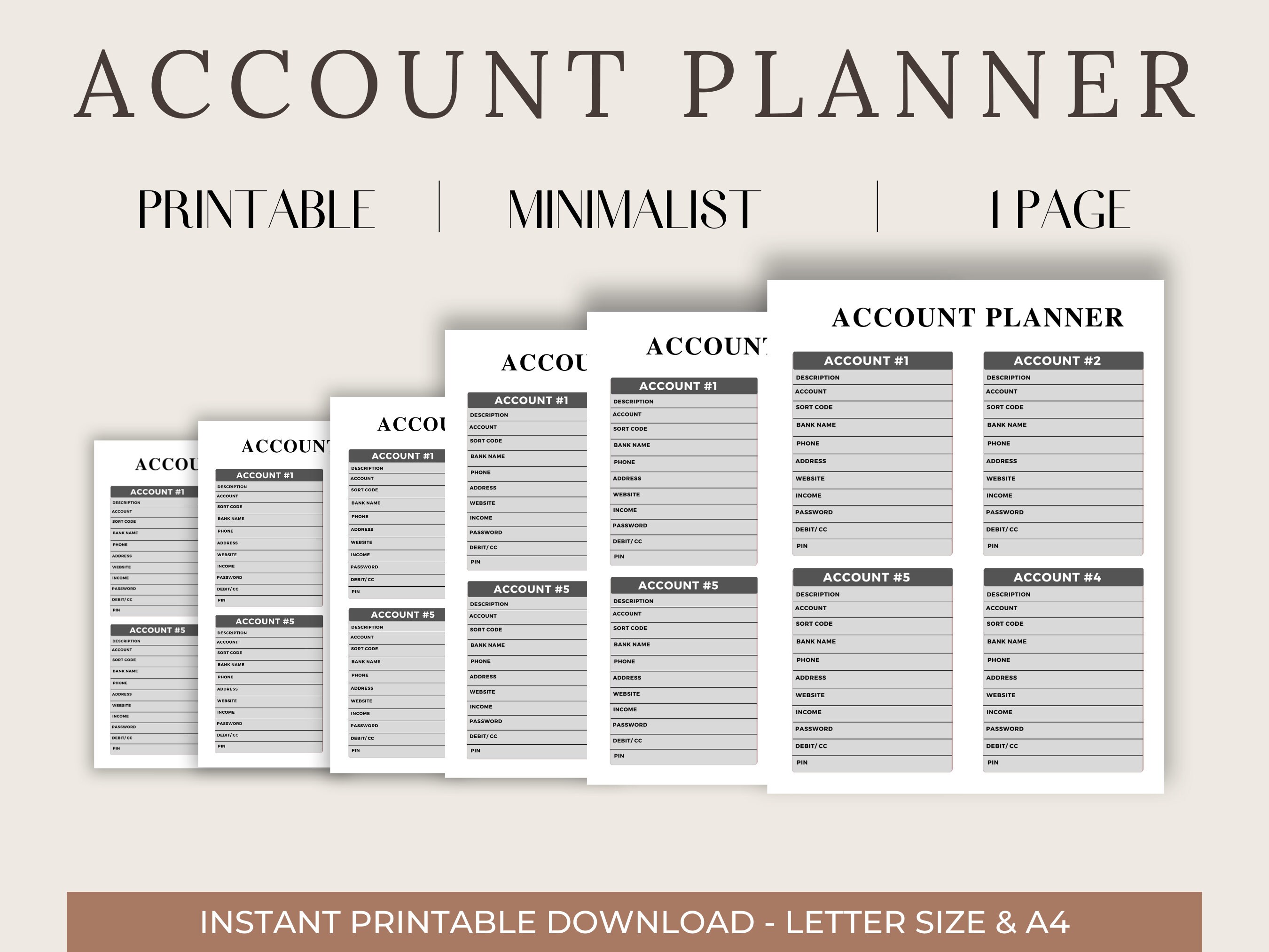 Printable Account Worksheet Organizer, Editable Password Log Tracker ...