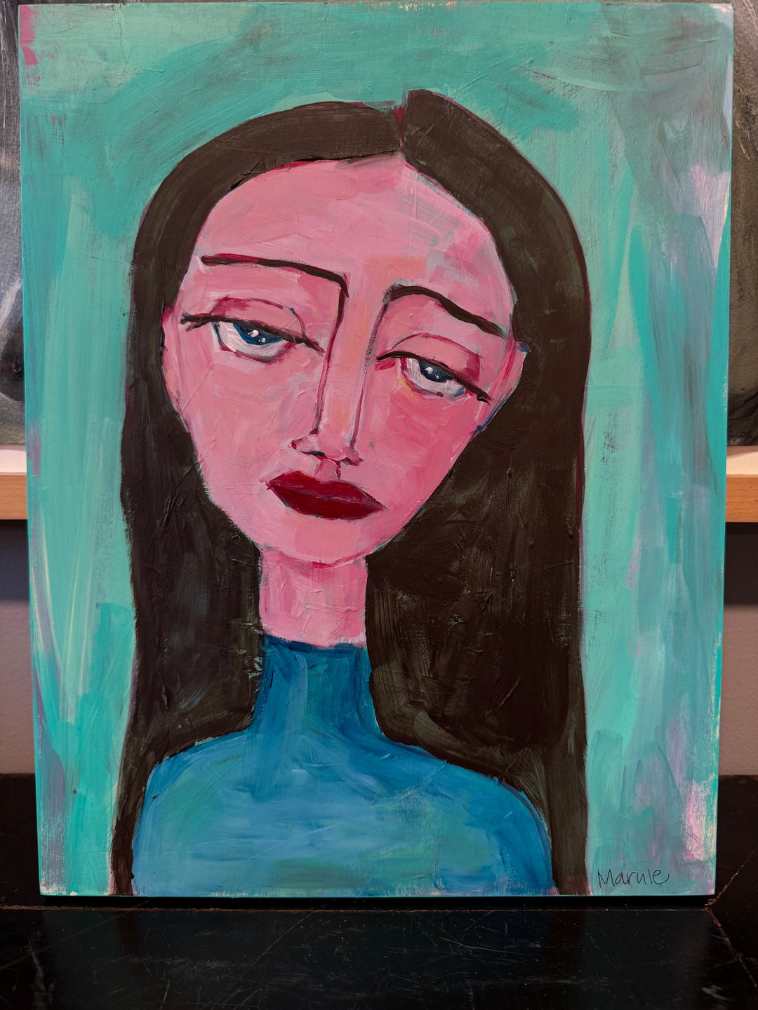 Original Abstract Painting, Face, Naive, Minimalist, Outsider - Etsy