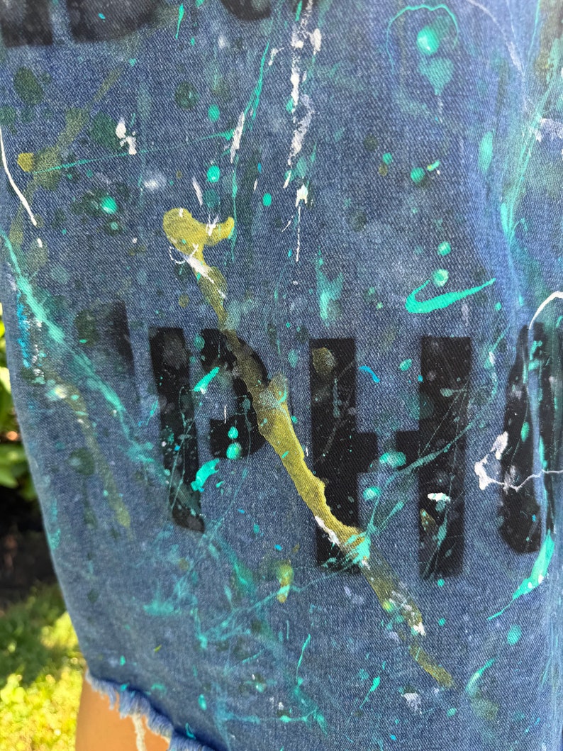 Original Hand Painted Paint Splatter Graffiti Denim Jean Jacket, Street ...