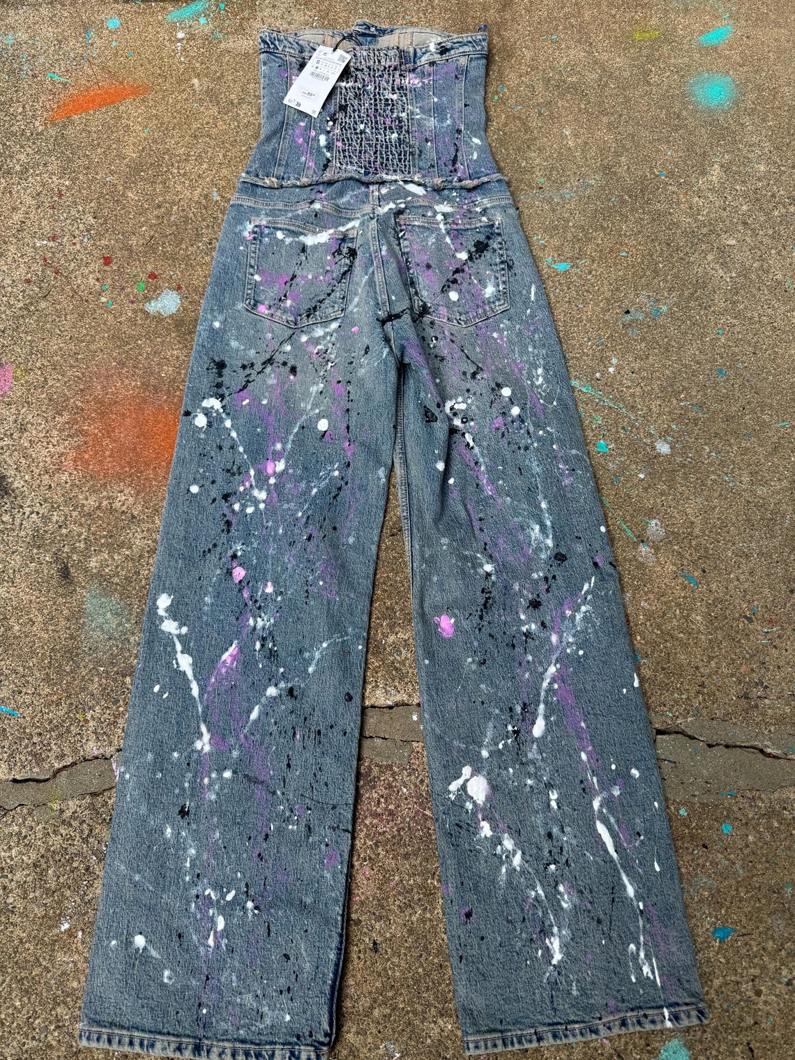 Paint Splattered Graffiti Denim Zara Jean Jumpsuit, Hand Painted ...