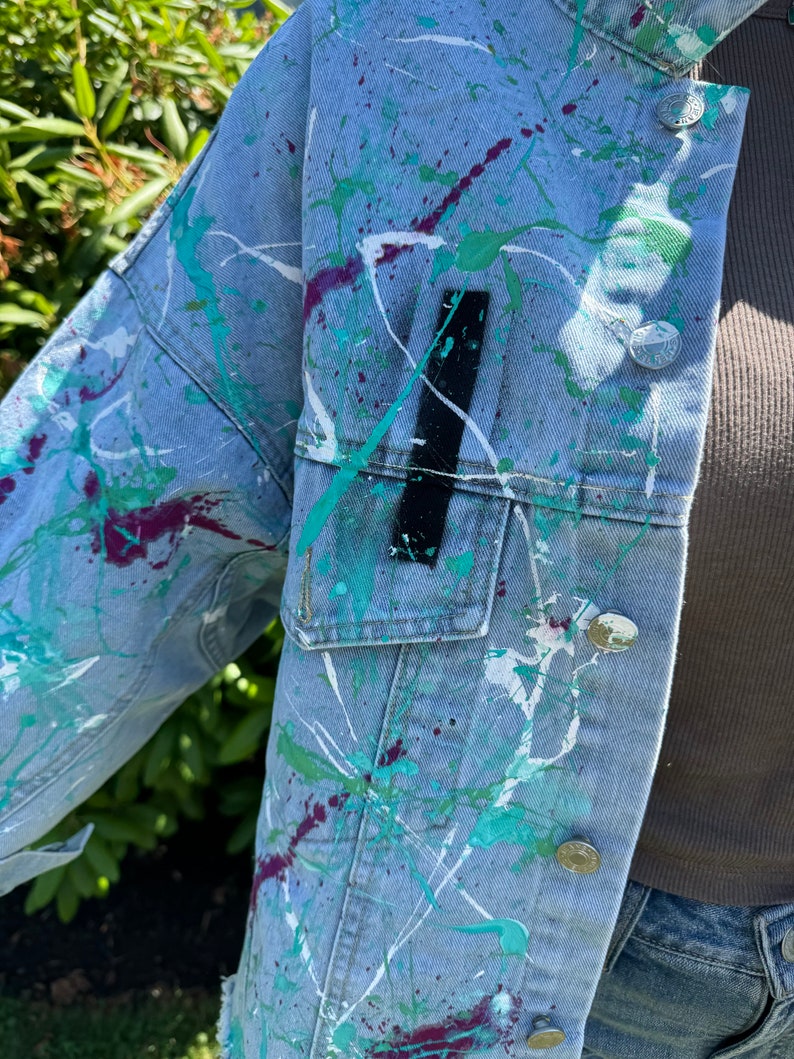 Hand Splatter Painted Graffiti Denim Jean Jacket, Street Wear, Splatter ...
