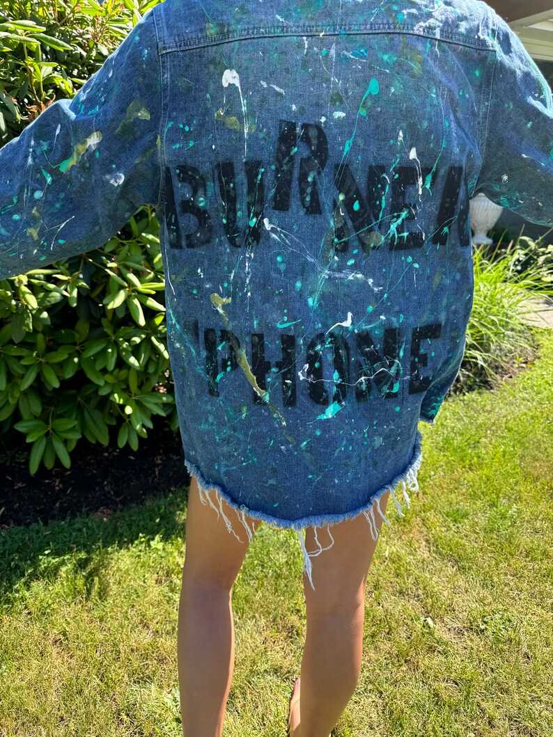 Original Hand Painted Paint Splatter Graffiti Denim Jean Jacket, Street ...