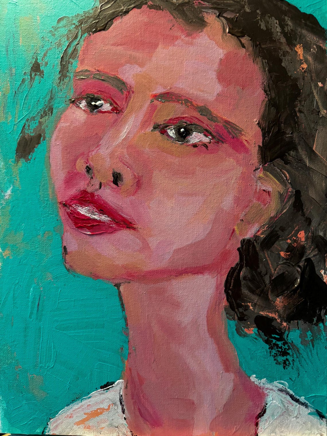 Original Abstract Painting, Face, Naive, Minimalist, Outsider, Woman - Etsy