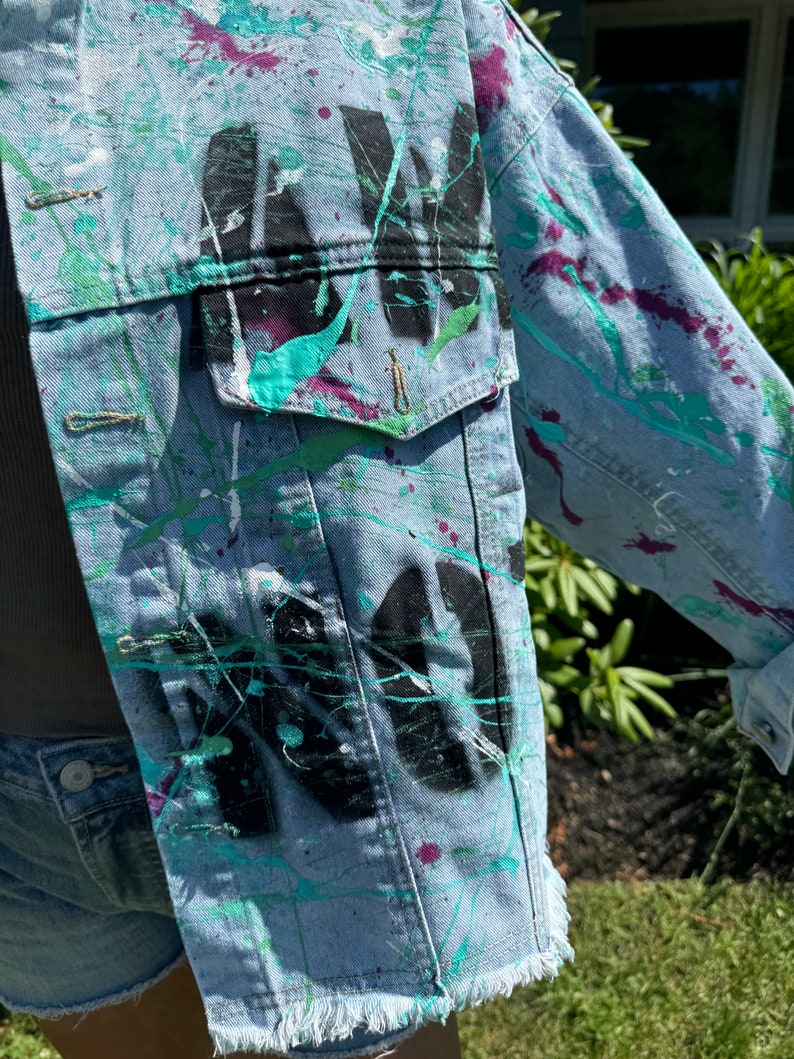 Hand Splatter Painted Graffiti Denim Jean Jacket, Street Wear, Splatter ...