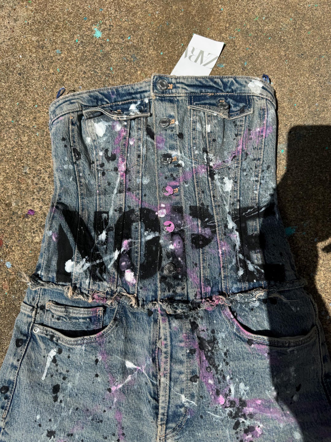 Paint Splattered Graffiti Denim Zara Jean Jumpsuit, Hand Painted ...